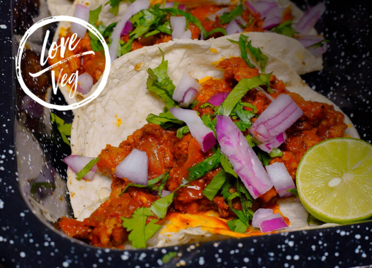 Tacos de Carne Enchilada Vegana | Love Veg